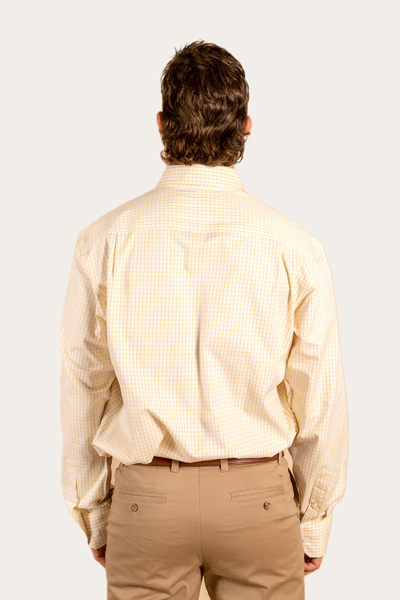 121117CO Ray White Mens Heritage Dress Shirt - Yellow Check | Ray White ...