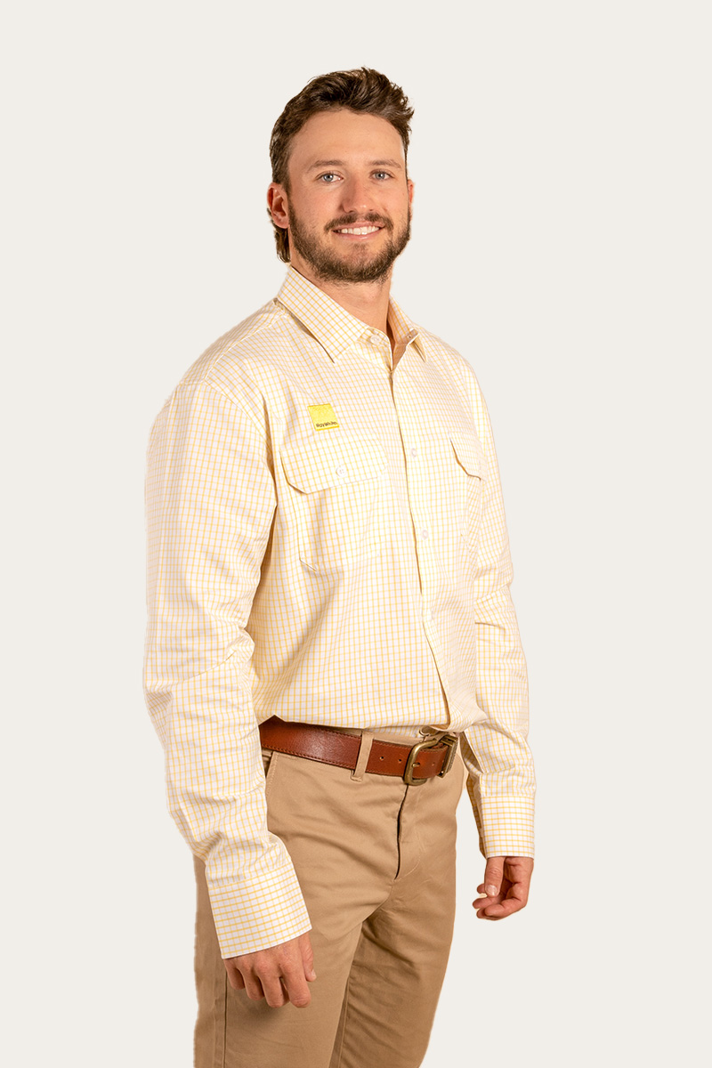 121119CO-YCHK Ray White Mens Dress Shirt - Yellow Check | Ray White ...